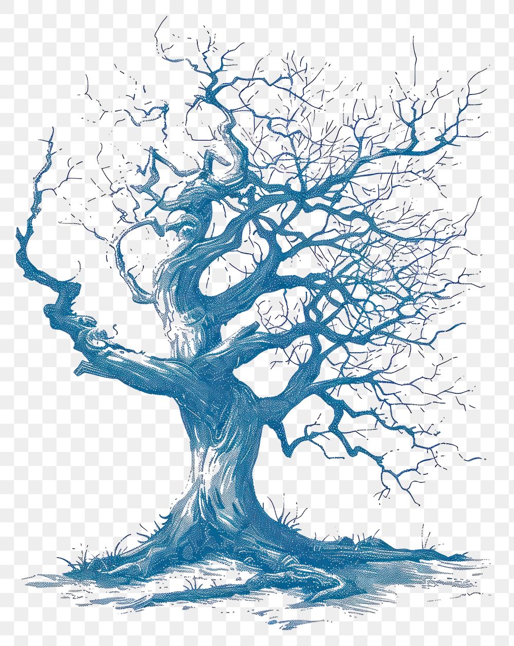 PNG Tree drawing blue art. | Free PNG - rawpixel