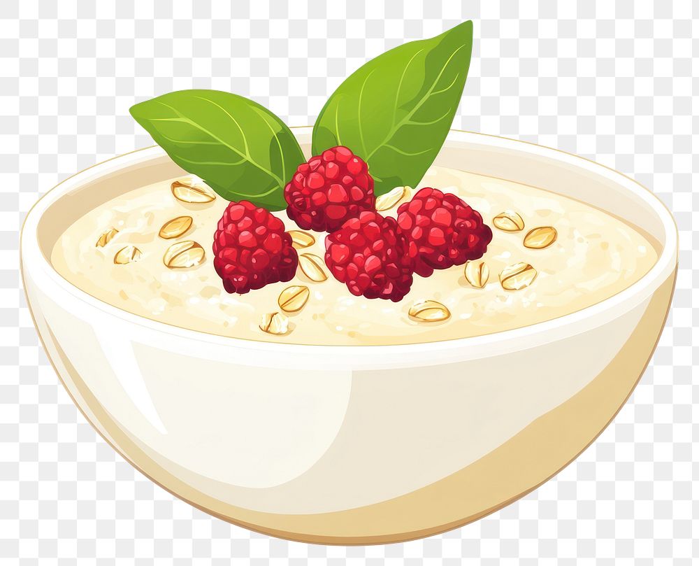 PNG Oatmeal Porridge illustration raspberries | Free PNG - rawpixel