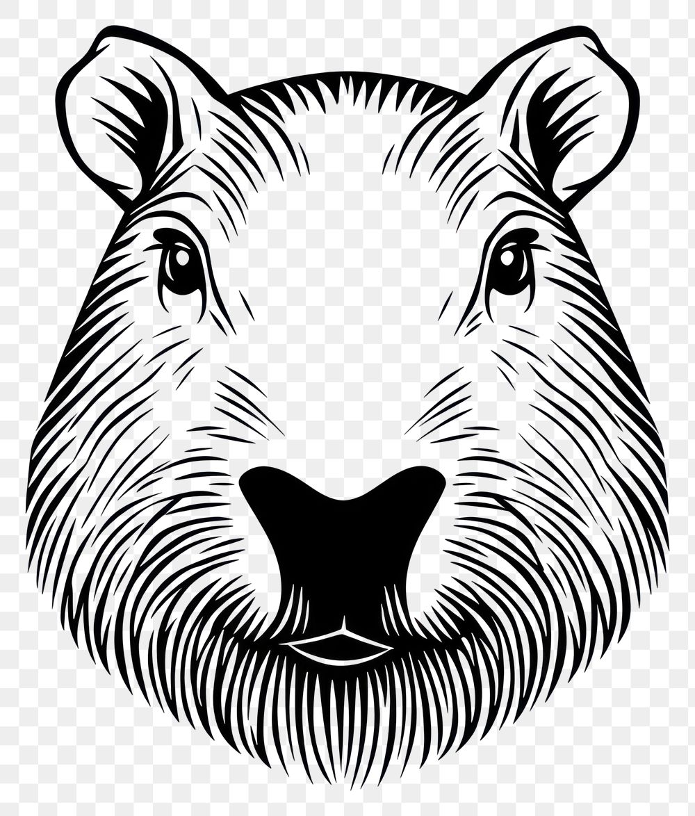 PNG Capybara face linear art | Free PNG - rawpixel