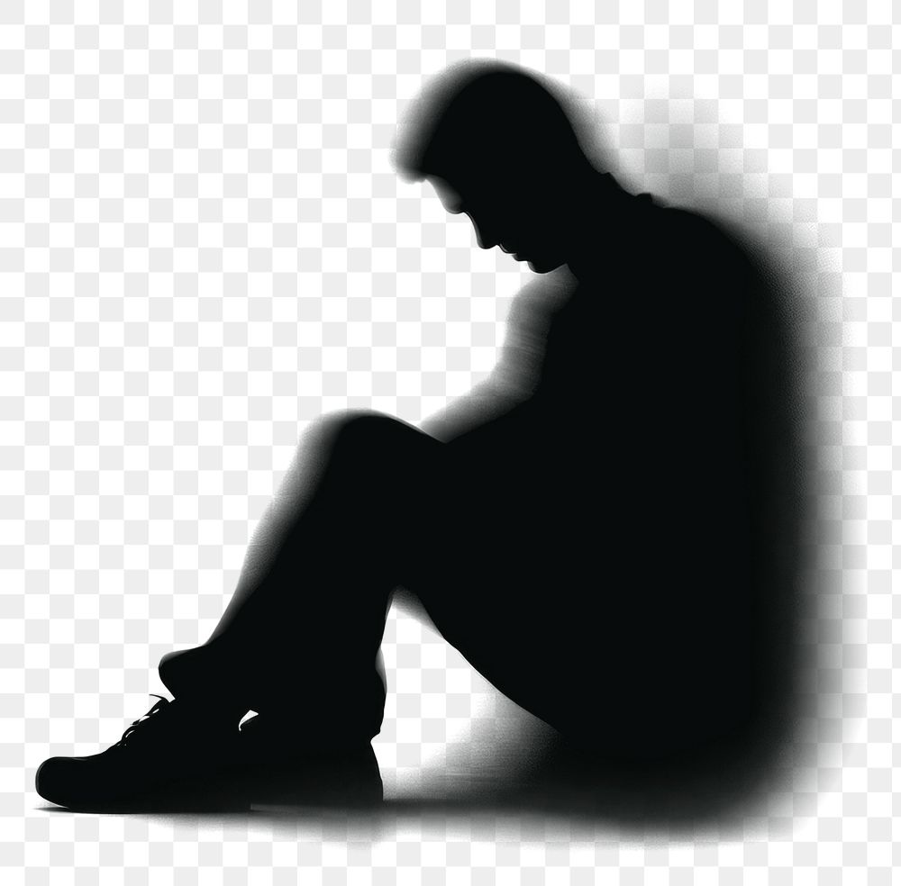 PNG Shadow sad man sitting | Free PNG - rawpixel