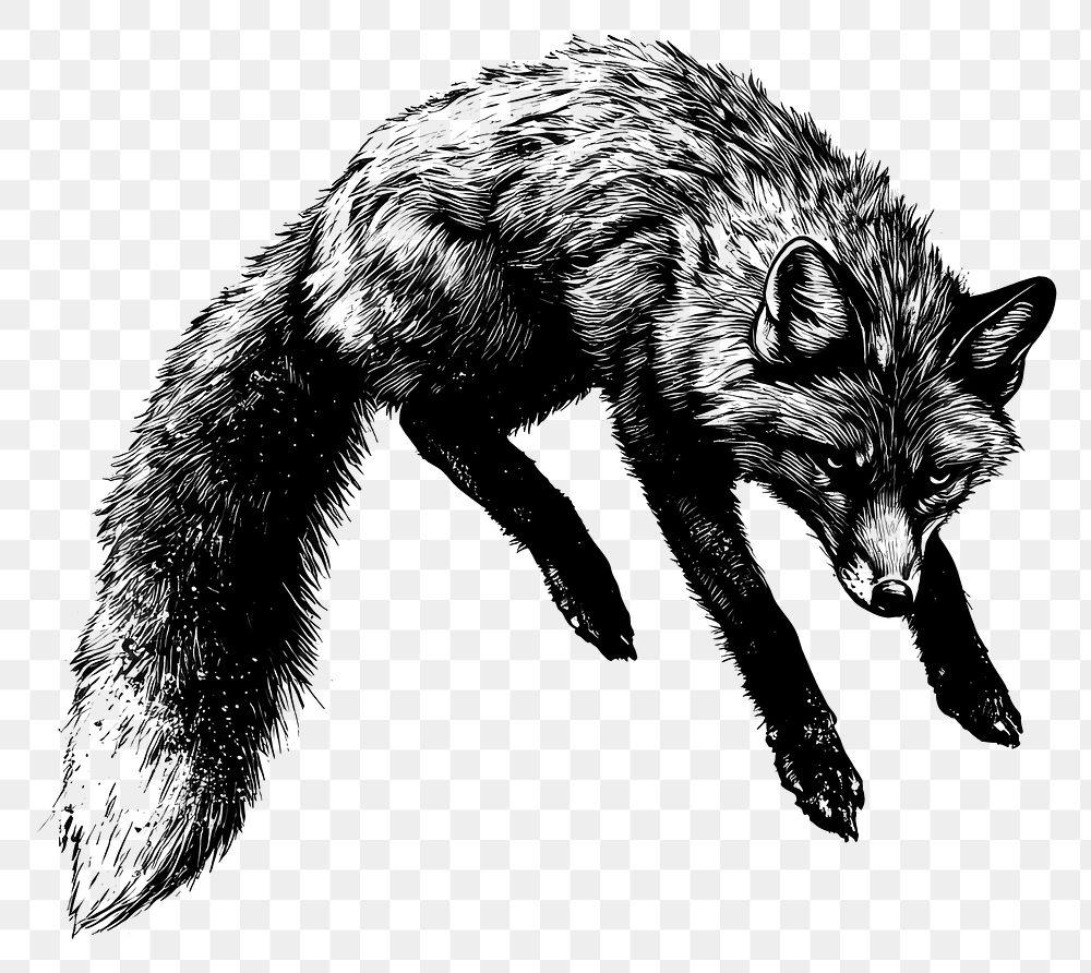 PNG Fox mid-jump art illustration | Free PNG - rawpixel