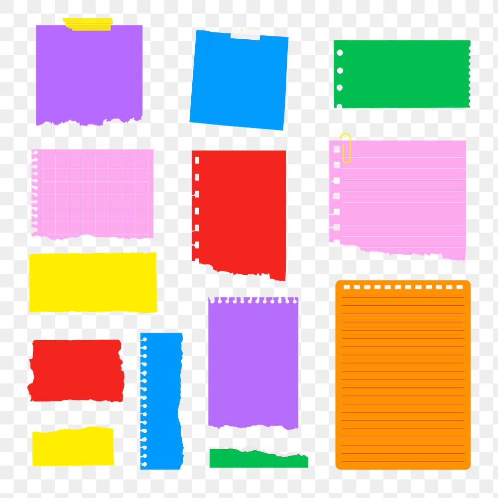 PNG Colorful torn paper notes | Free PNG - rawpixel