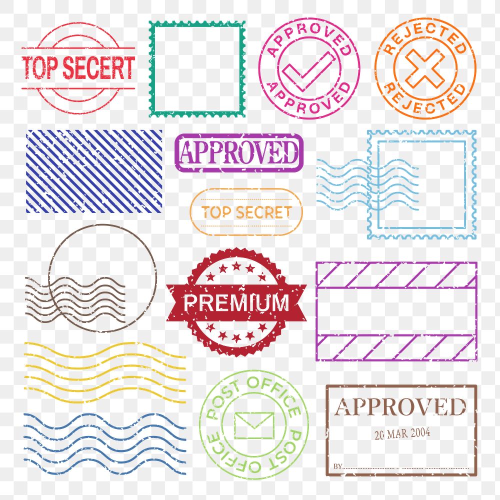 PNG Colorful stamps and postal | Free PNG - rawpixel