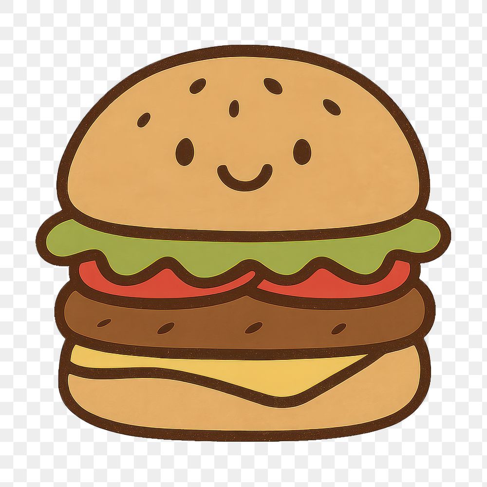 PNG Cute smiling burger illustration | Free PNG - rawpixel