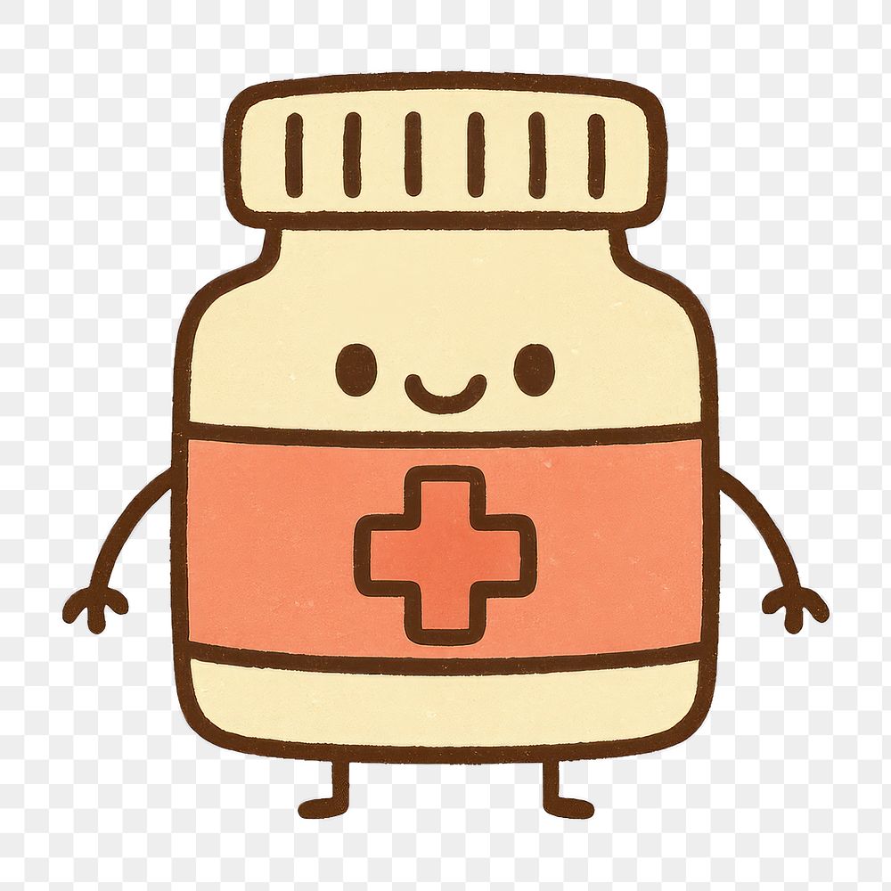 PNG Cute smiling medicine bottle | Free PNG - rawpixel
