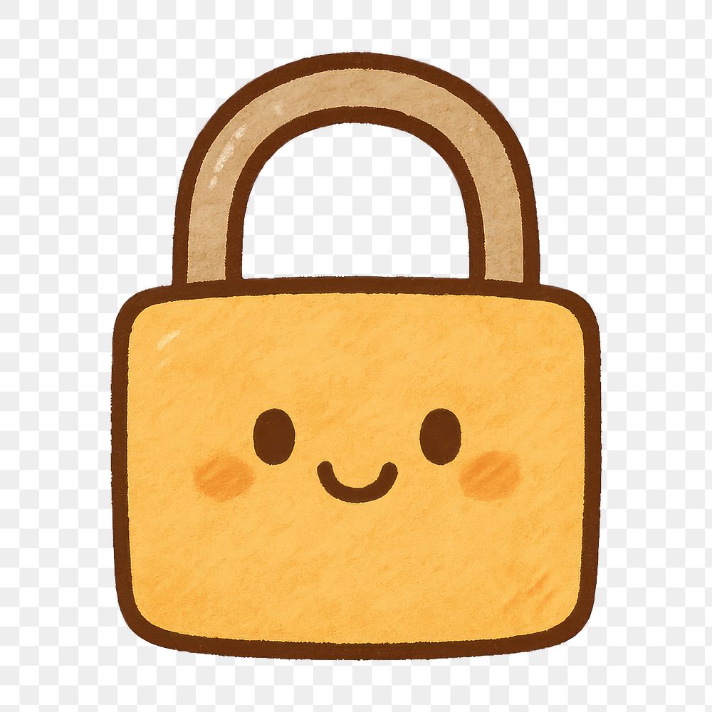 PNG Cute smiling padlock illustration | Free PNG - rawpixel