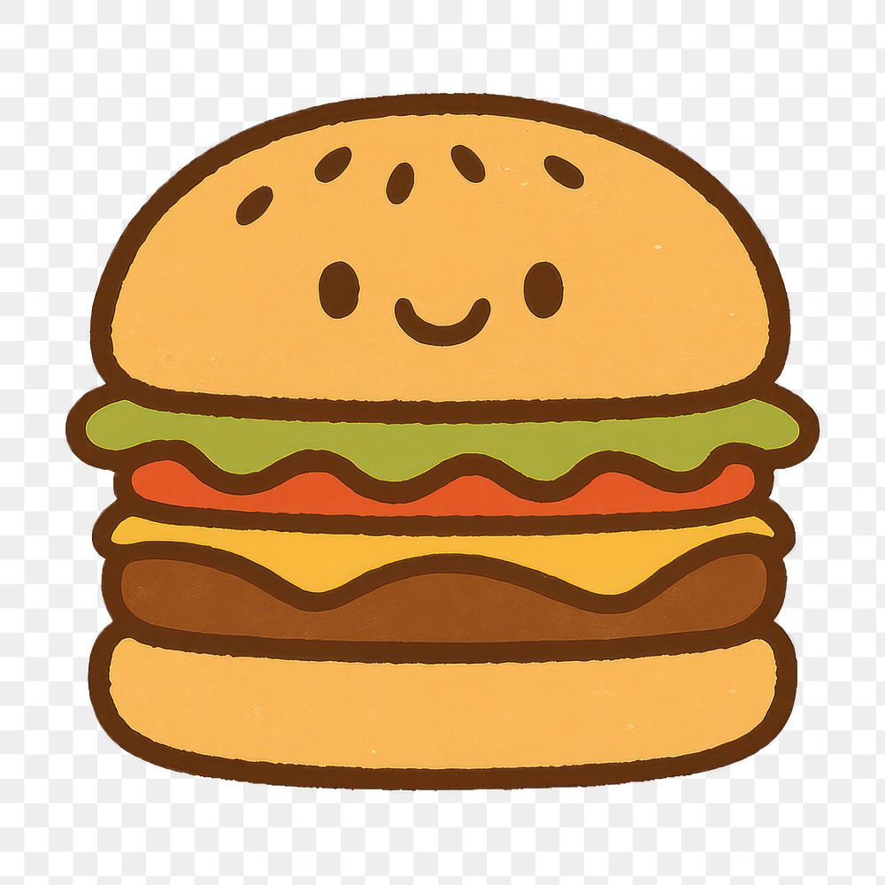 PNG Cute smiling burger illustration | Free PNG - rawpixel