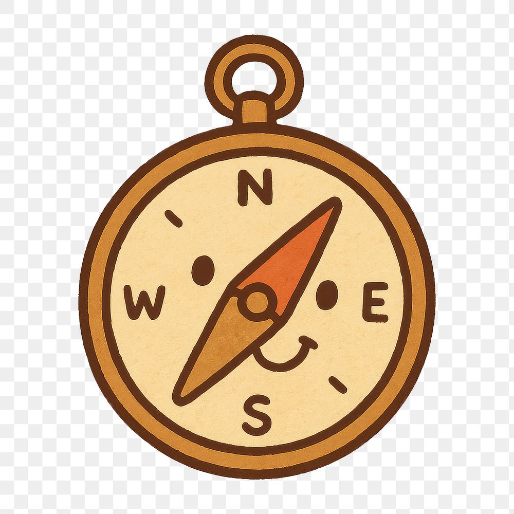 PNG Cute smiling compass illustration | Free PNG - rawpixel