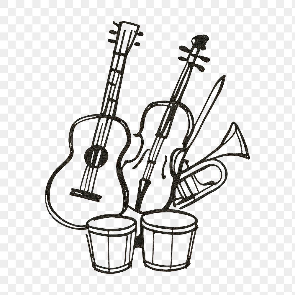PNG Musical instruments line art | Free PNG - rawpixel
