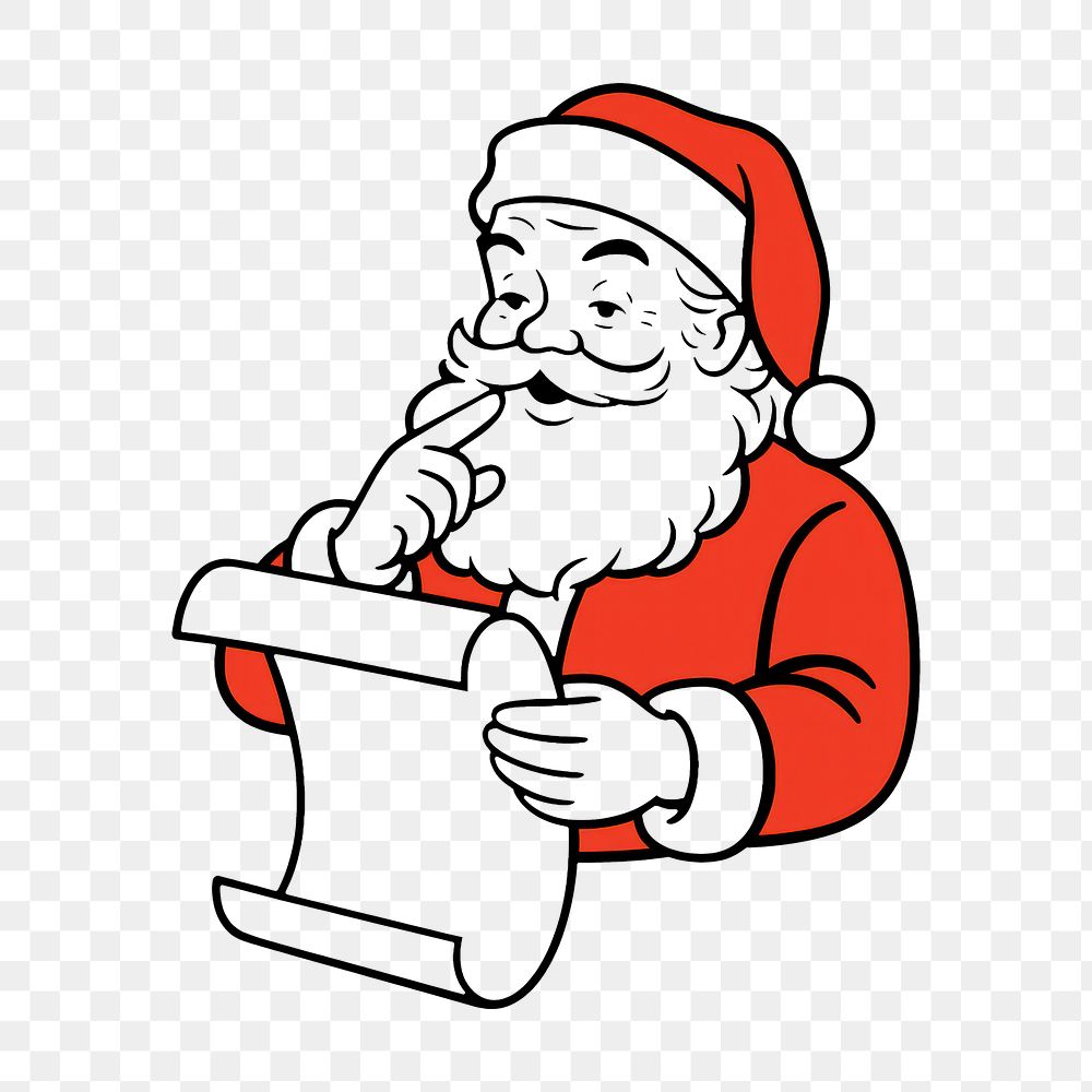 PNG Santa reading his Christmas | Free PNG - rawpixel