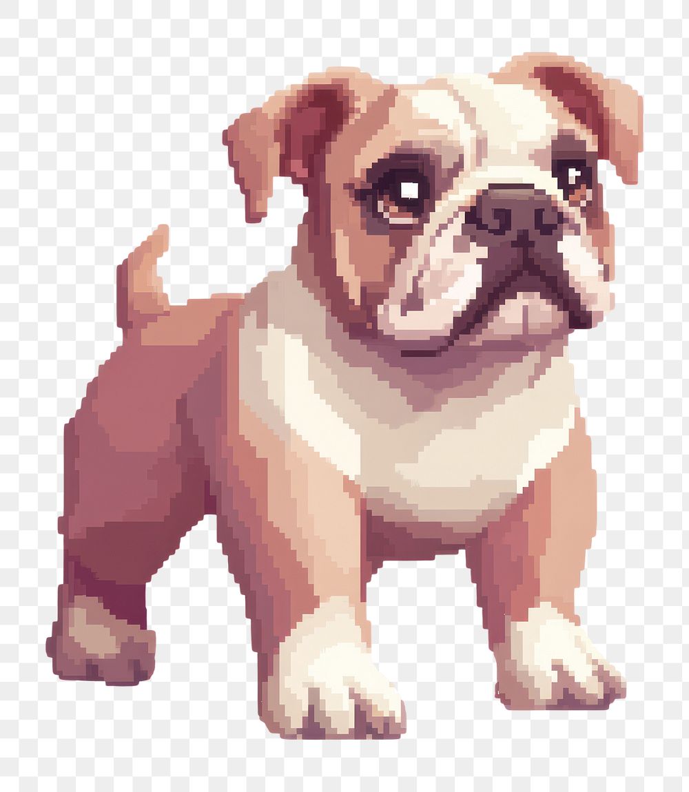 PNG Bulldog illustration pixelated animal. | Free PNG - rawpixel
