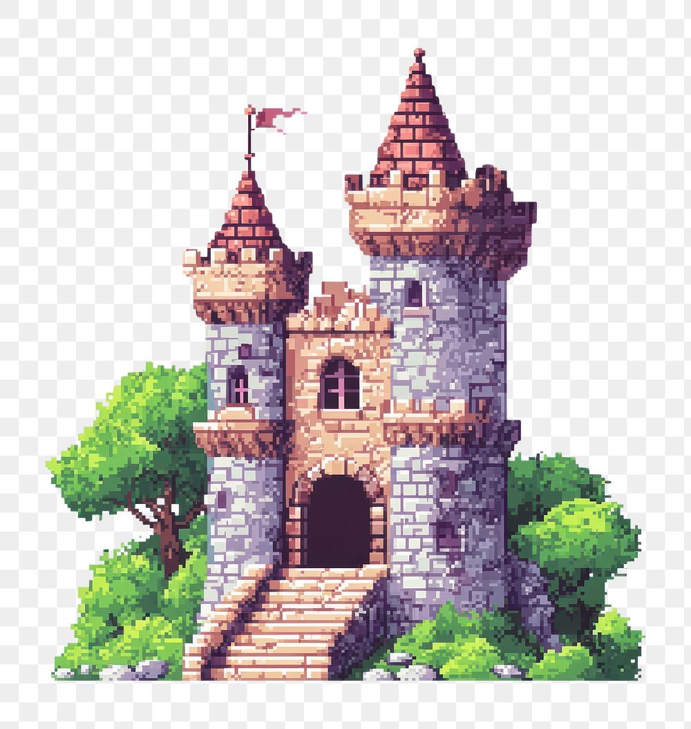 PNG Castle architecture illustration pixelated. | Free PNG - rawpixel