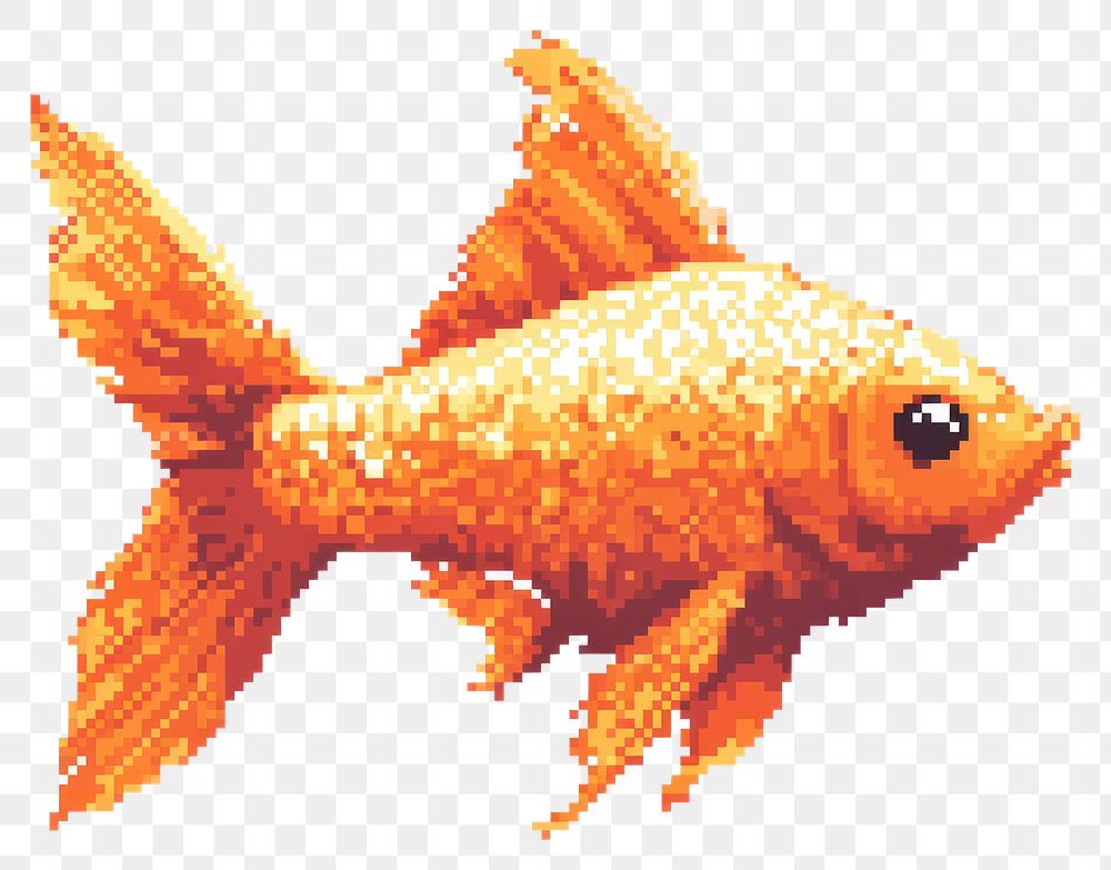 PNG Fish illustration pixelated goldfish. | Free PNG - rawpixel