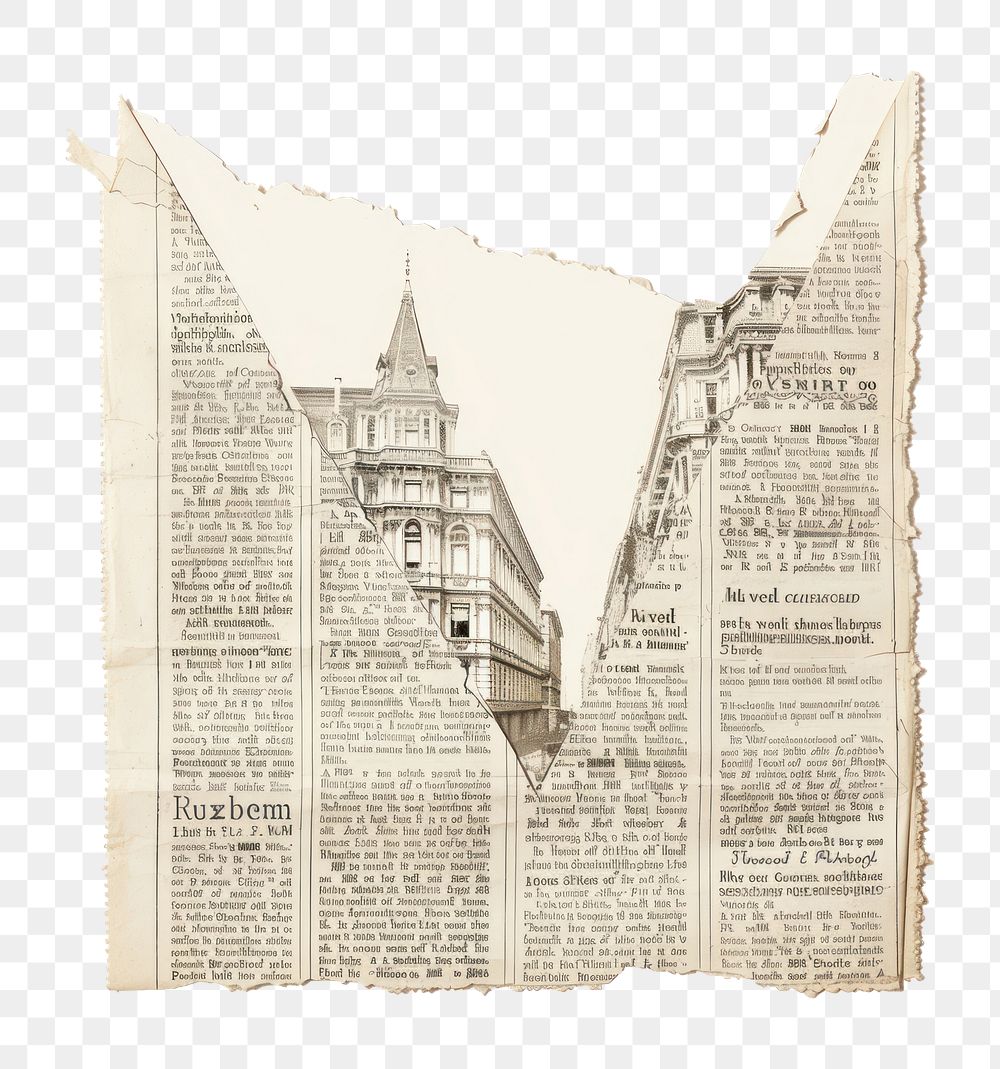 PNG Buildings newspaper vintage collage. | Free PNG - rawpixel