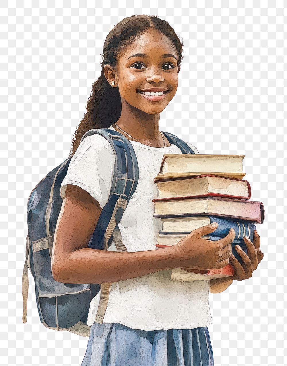 PNG Young black girl backpack | Free PNG - rawpixel