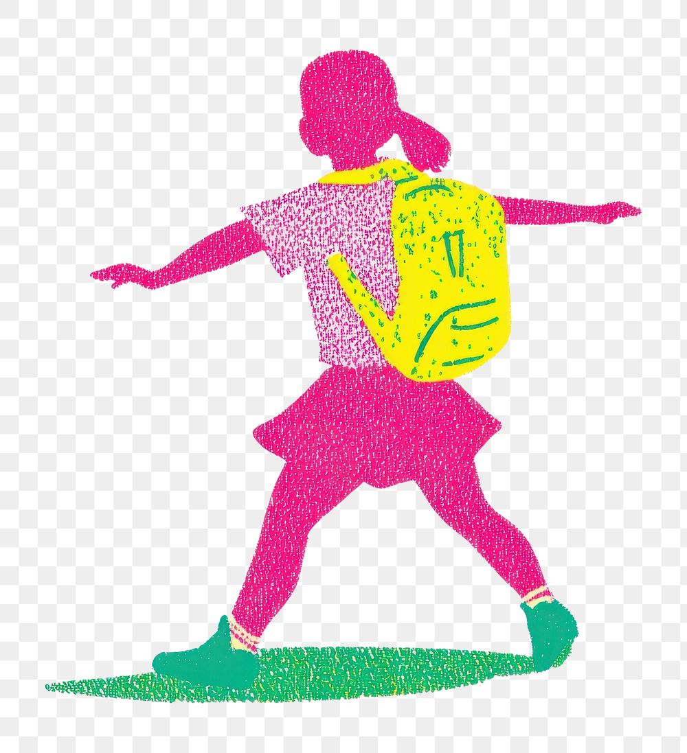 PNG Girl dancing backpack illustration | Free PNG - rawpixel