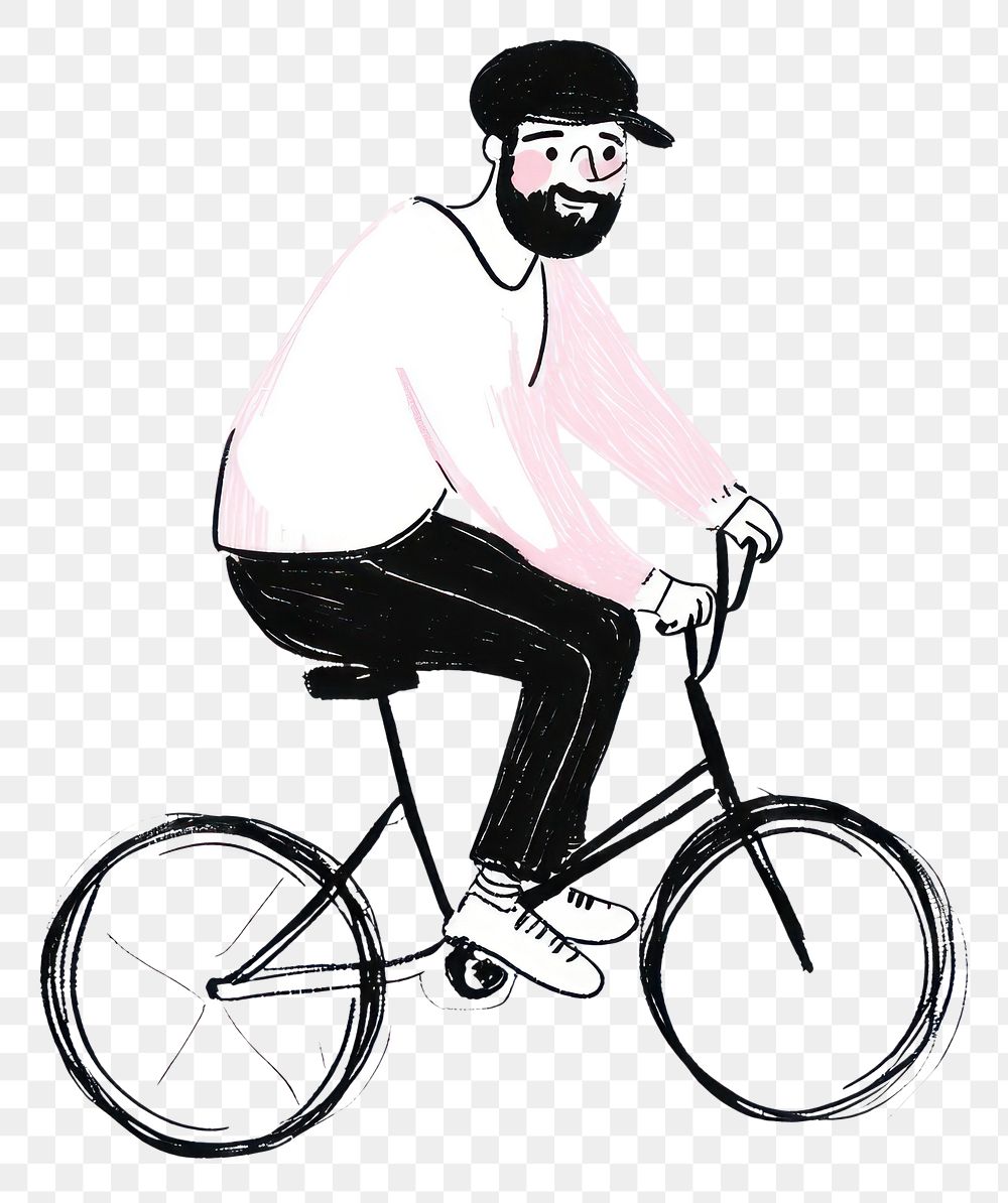 PNG cheerful man ride bike | Free PNG - rawpixel