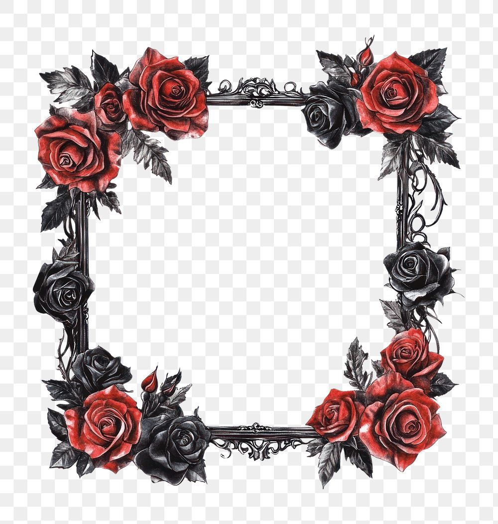 PNG Gothic Square frame roses | Free PNG - rawpixel
