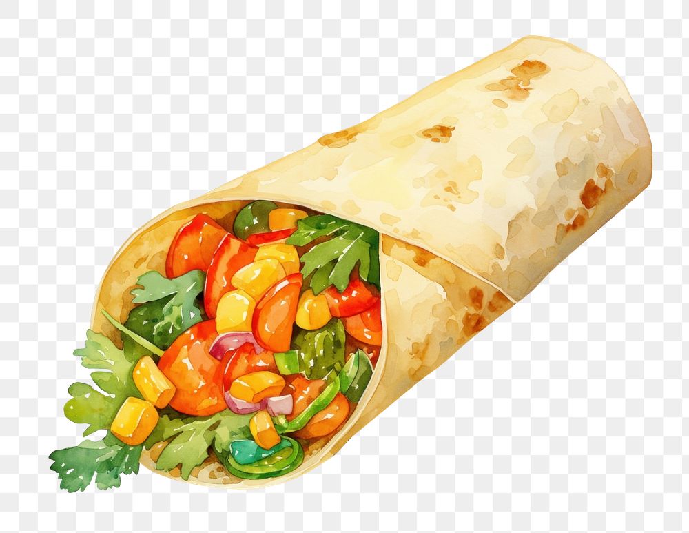 PNG Burrito illustration watercolor burrito. | Free PNG - rawpixel