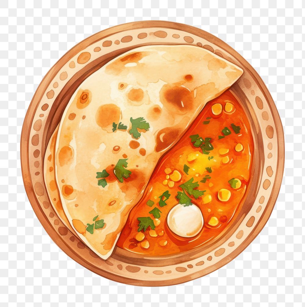 PNG Roti curry plate illustration | Free PNG - rawpixel