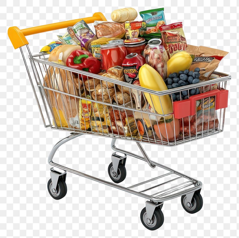 PNG Shopping cart full food | Free PNG - rawpixel