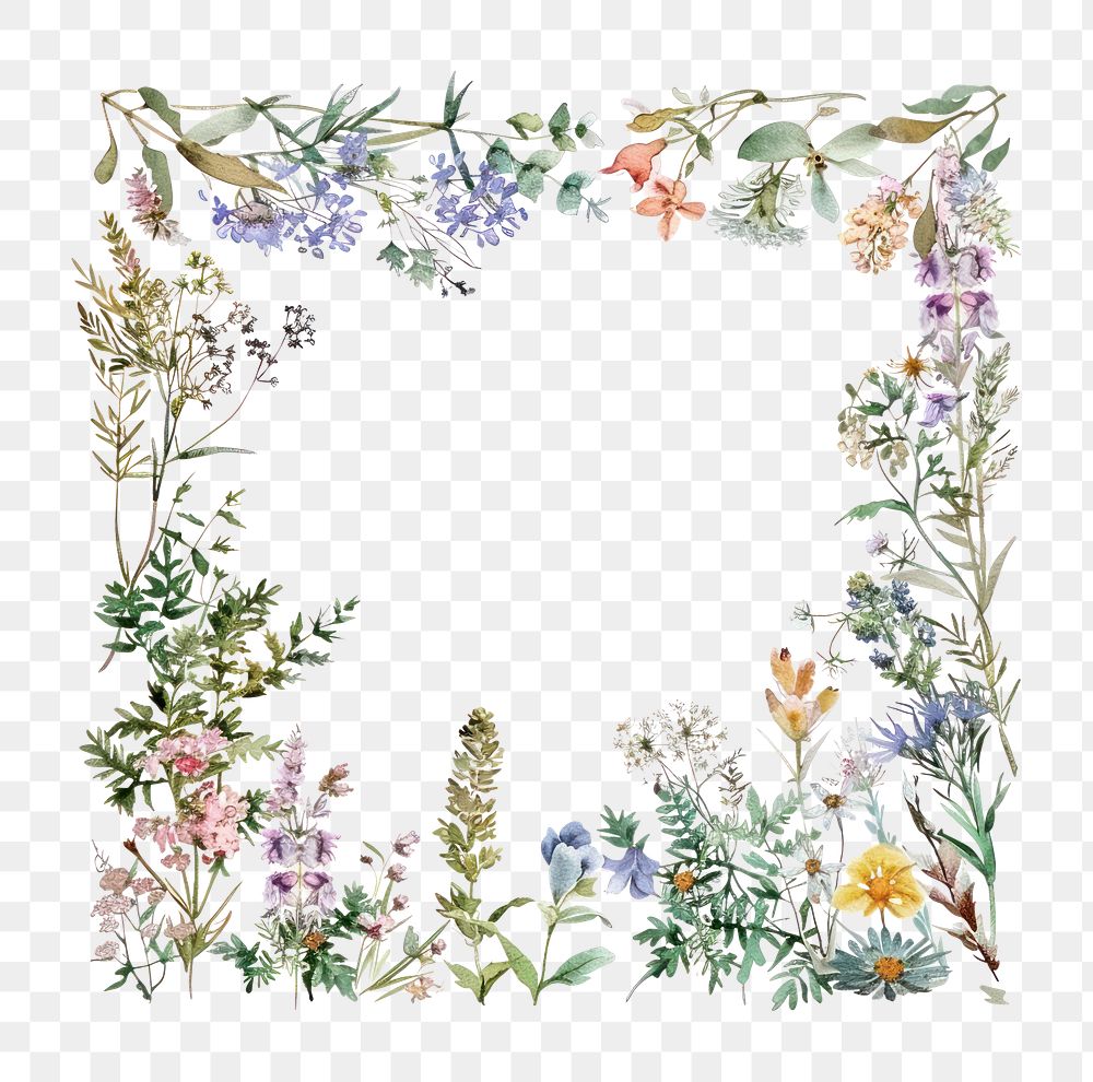PNG Wild flowers square line | Free PNG - rawpixel
