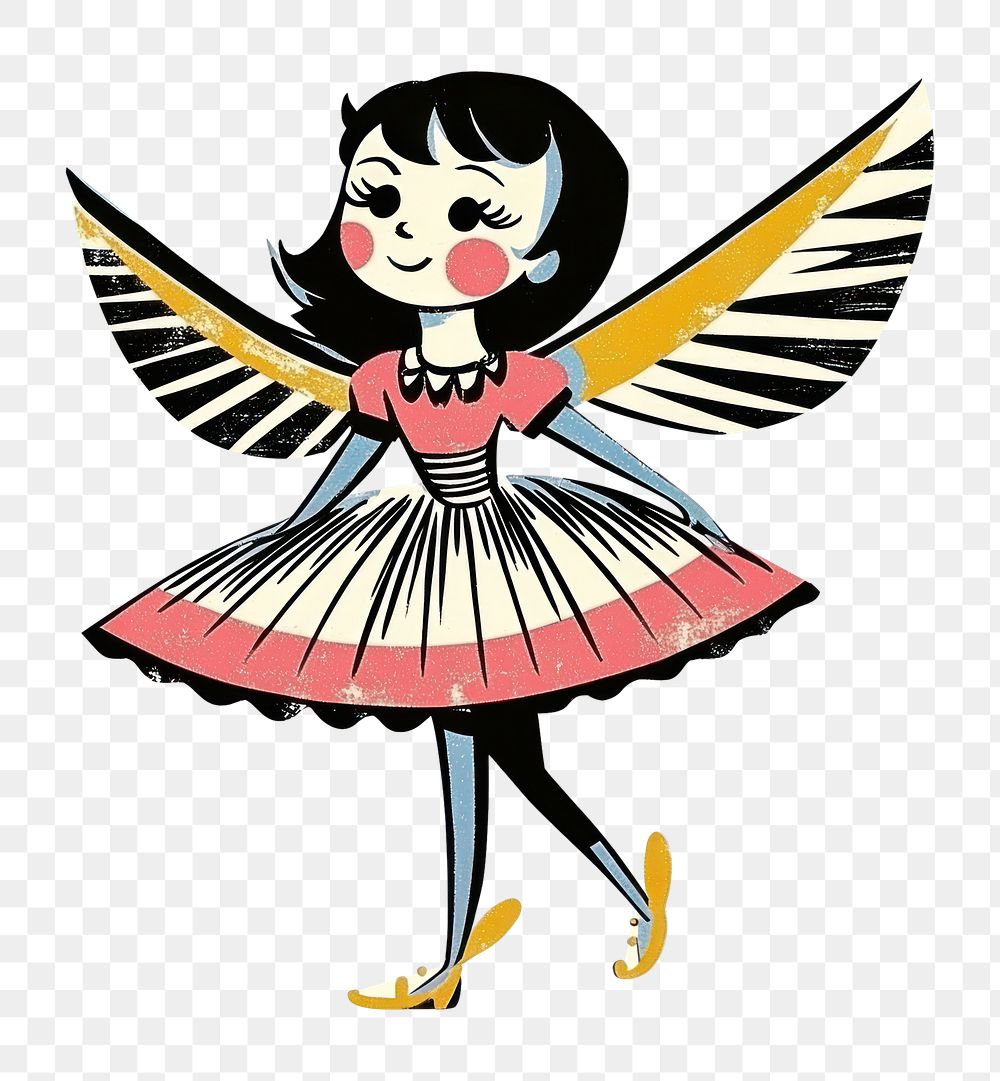 PNG Linocut fairy angel character | Free PNG - rawpixel