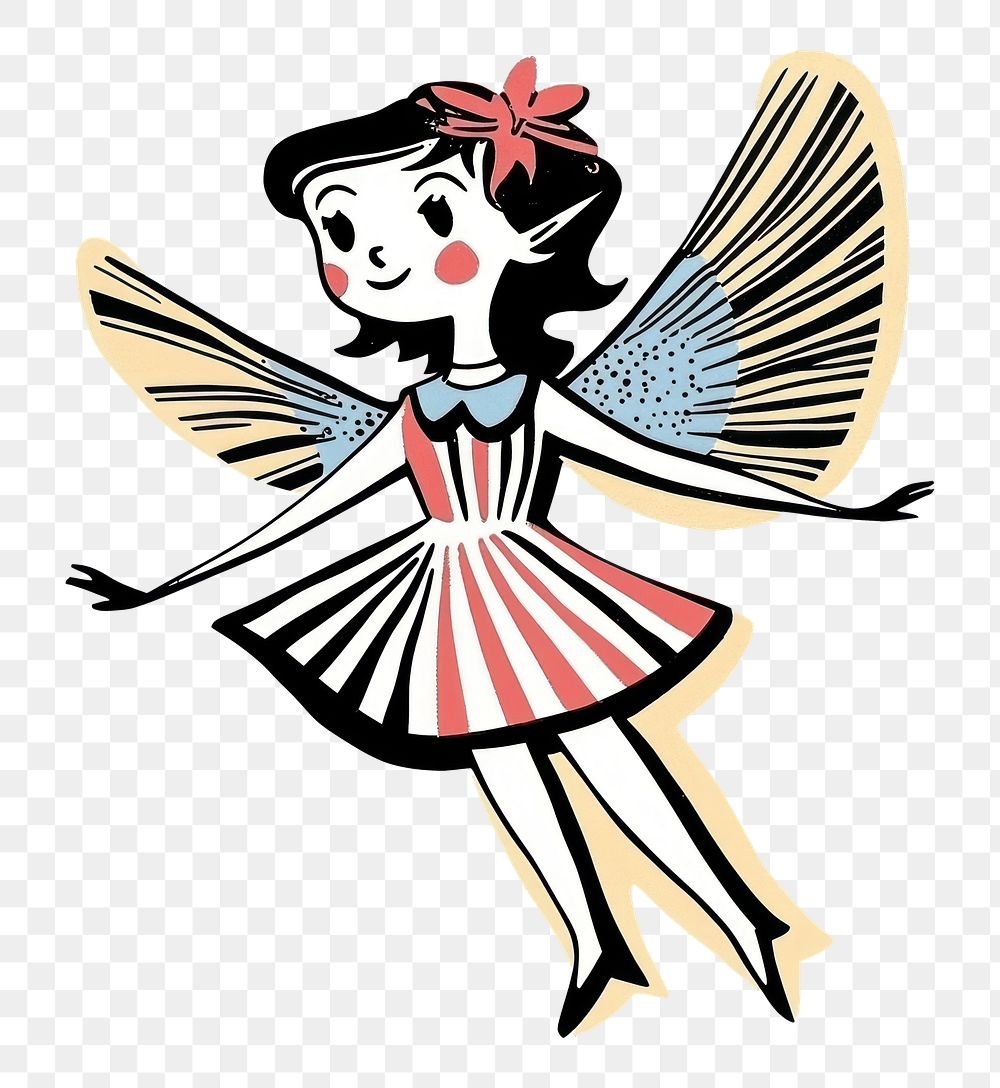 PNG Linocut fairy angel character | Free PNG - rawpixel
