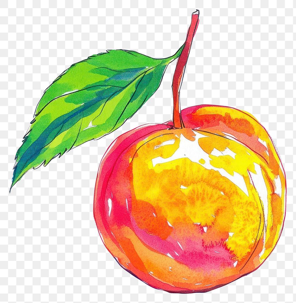 PNG Peach illustration watercolor fruit. | Free PNG - rawpixel