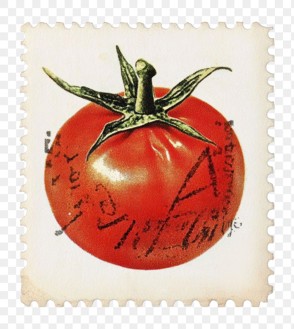 PNG Vintage postage stamp tomato | Free PNG - rawpixel