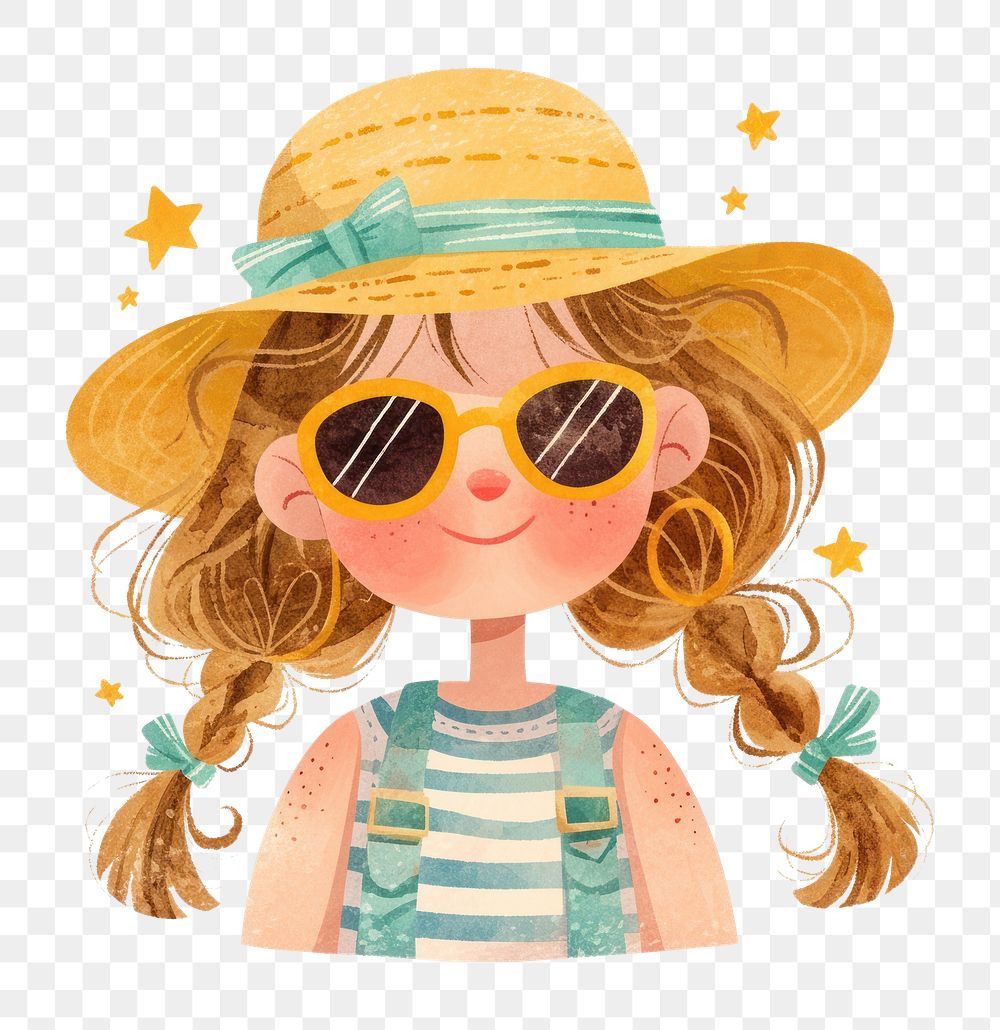 PNG Girl head summer hat | Free PNG - rawpixel