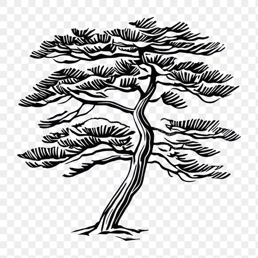 PNG Japanese cedar tree drawing | Free PNG - rawpixel