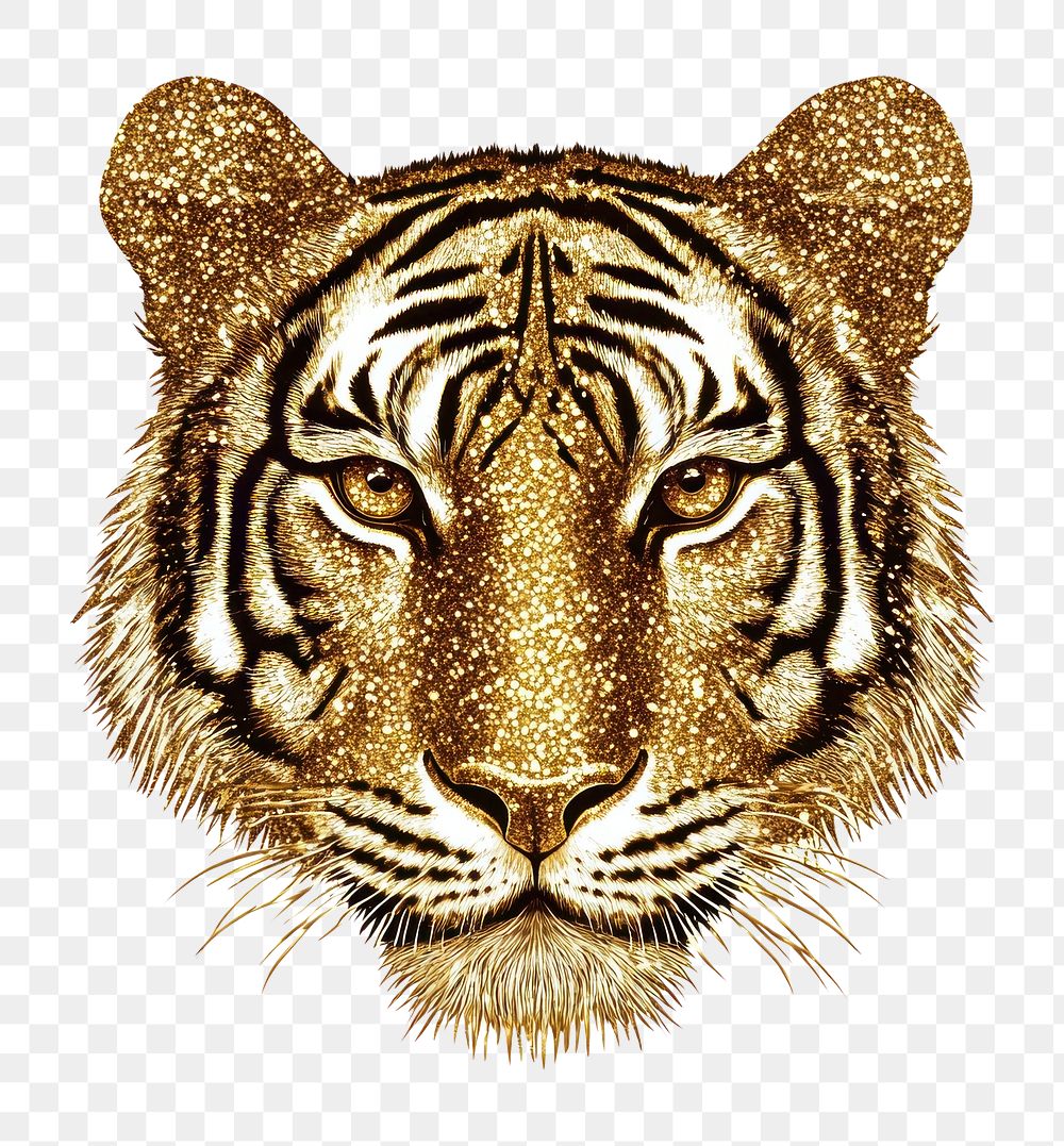 PNG Gold glitter tiger face | Free PNG - rawpixel