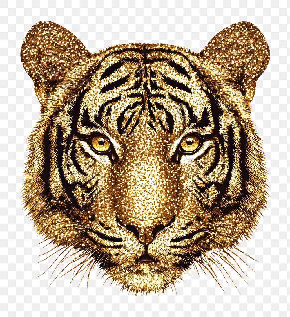 PNG Gold glitter tiger face | Free PNG - rawpixel
