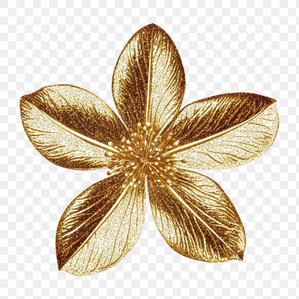 PNG Gold glitter flower illustration | Free PNG - rawpixel
