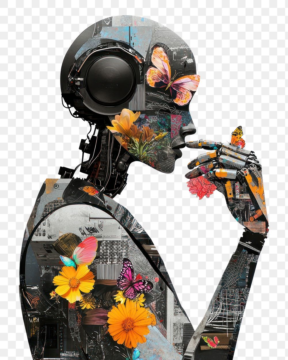 PNG Paper collage robot thinking | Free PNG - rawpixel