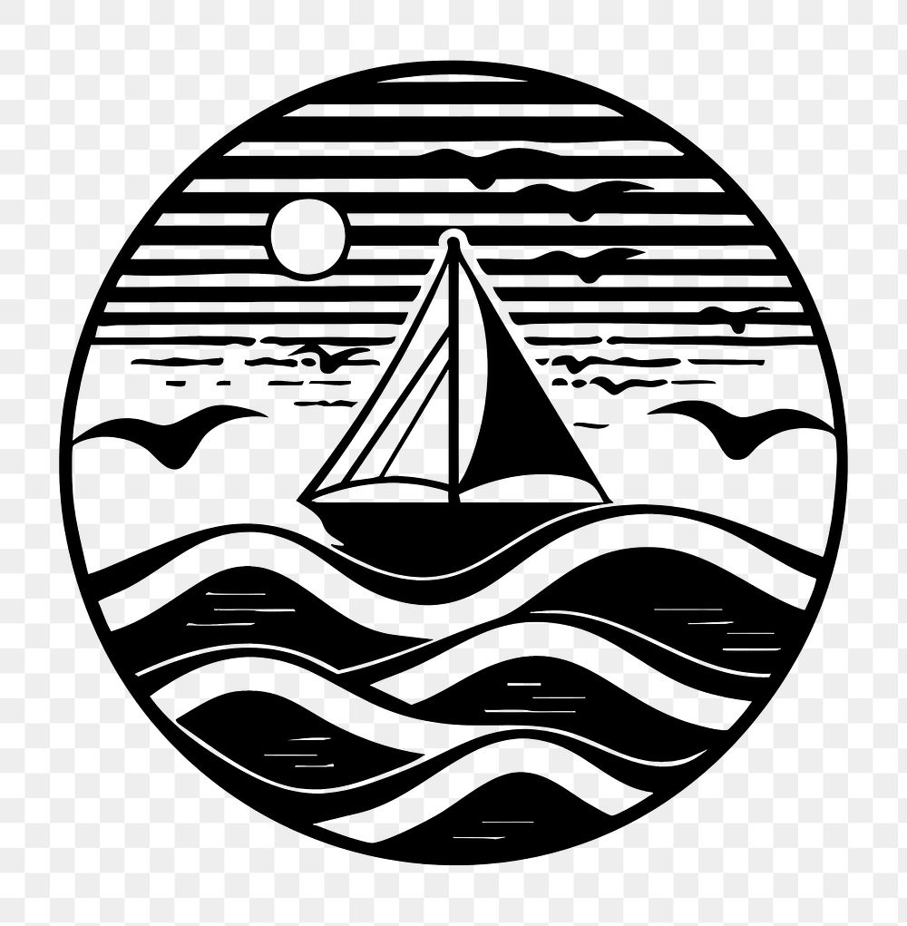 PNG Sea illustration black white. | Free PNG - rawpixel