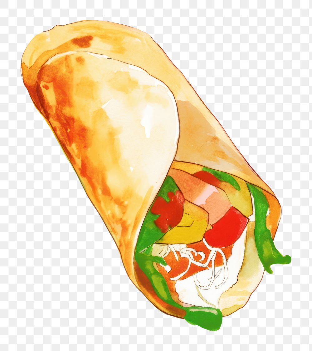 PNG Burrito illustration watercolor food. | Free PNG - rawpixel