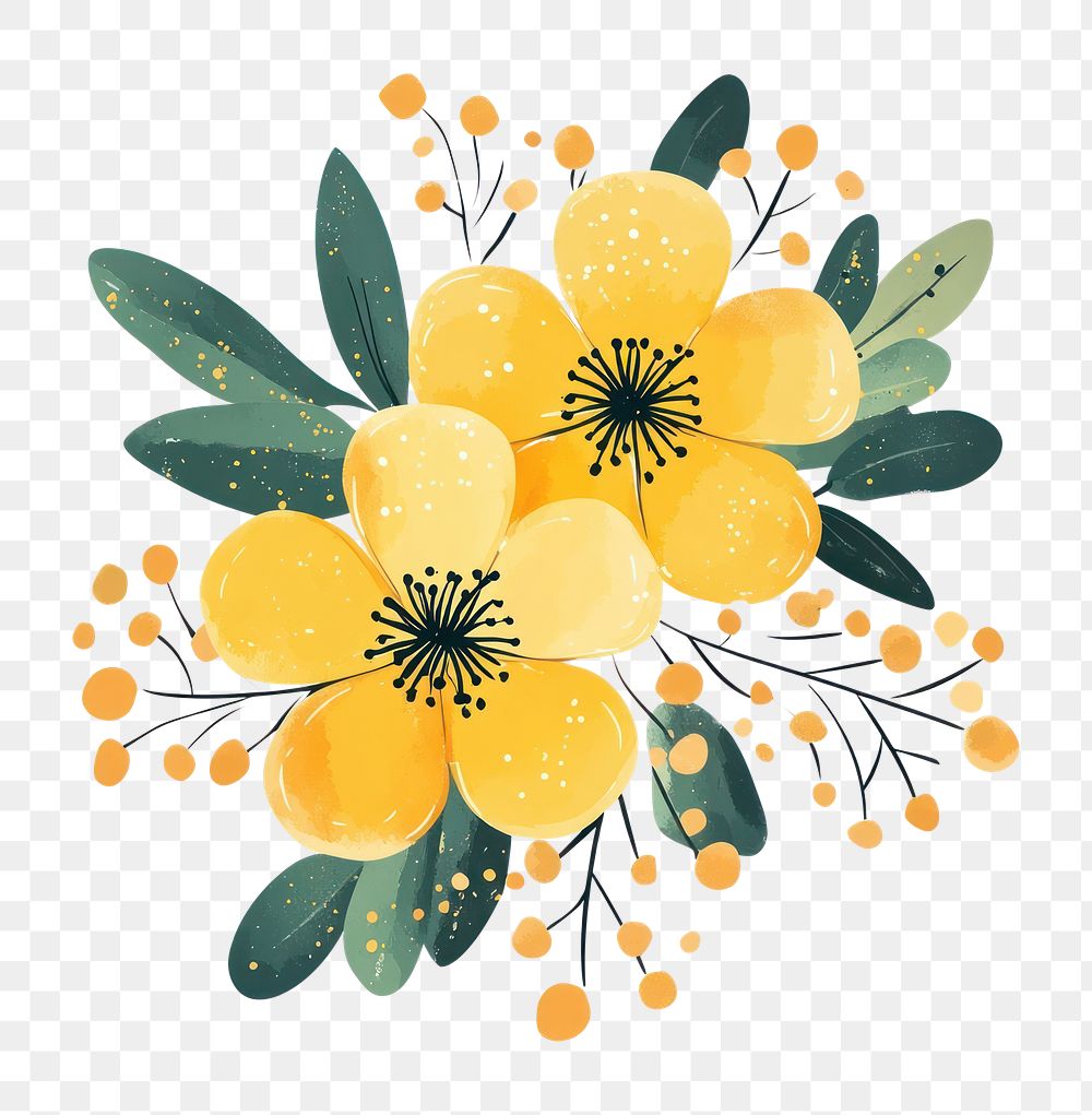 PNG Yellow flower art illustration | Free PNG - rawpixel