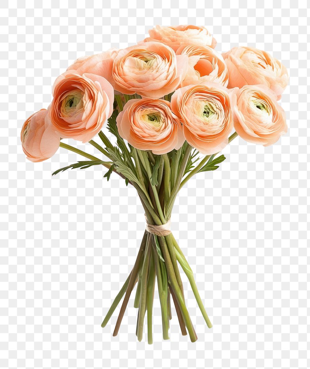 PNG Bouquet peach ranunculus blossoms | Free PNG - rawpixel
