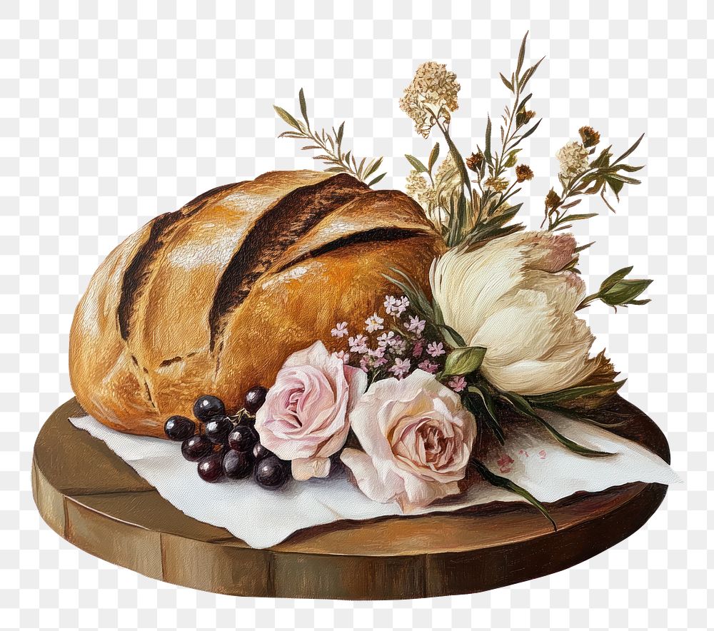 PNG Cottagecore bread load flowers | Free PNG - rawpixel