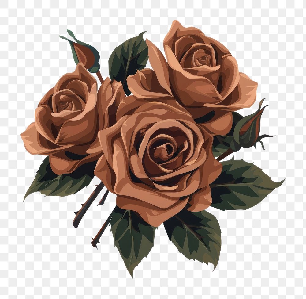 PNG Brown roses illustration flowers | Free PNG - rawpixel