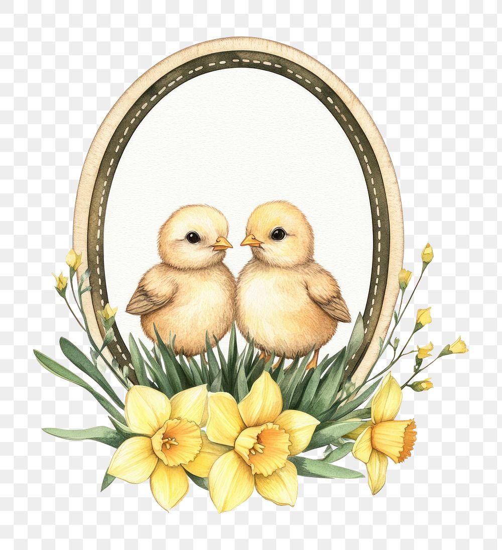 PNG Baby chicks daffodils flowers | Free PNG - rawpixel