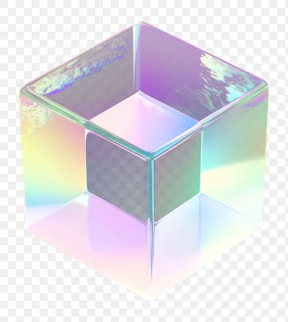 PNG Translucent iridescent glass cube | Free PNG - rawpixel