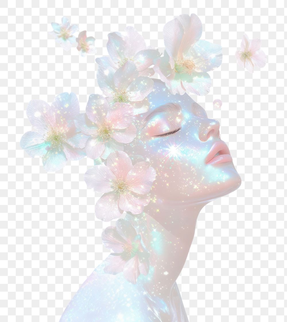 PNG Woman face half flowers | Free PNG - rawpixel