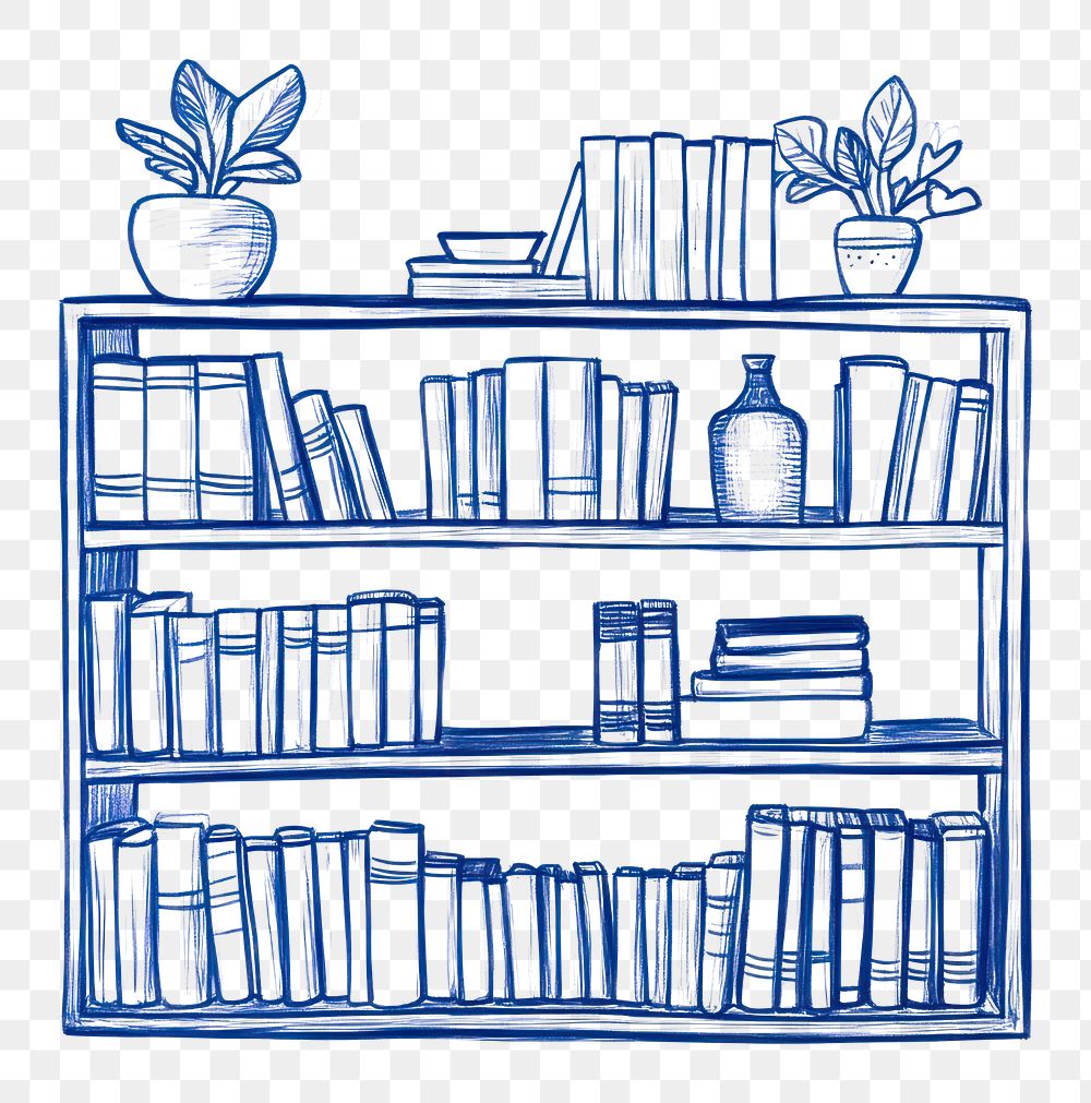 PNG Outline Bookshelf bookshelf drawing | Free PNG - rawpixel