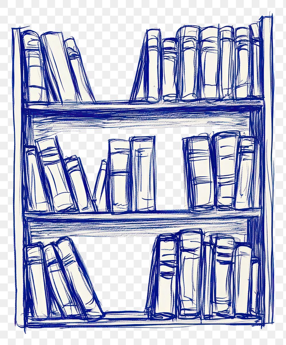 PNG Outline Bookshelf drawing bookshelf | Free PNG - rawpixel