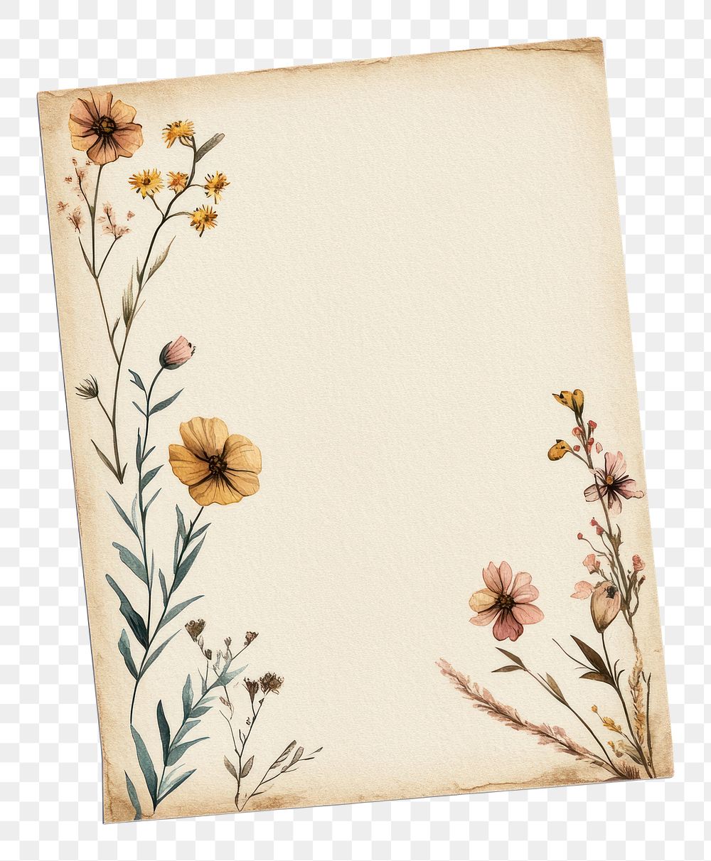 PNG Aesthetic floral note paper | Free PNG - rawpixel