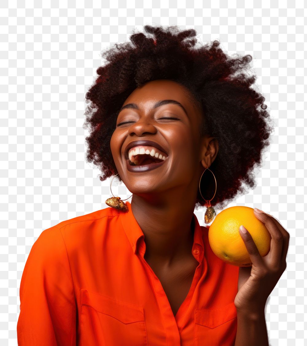 PNG Laughing portrait orange smile. | Free PNG - rawpixel