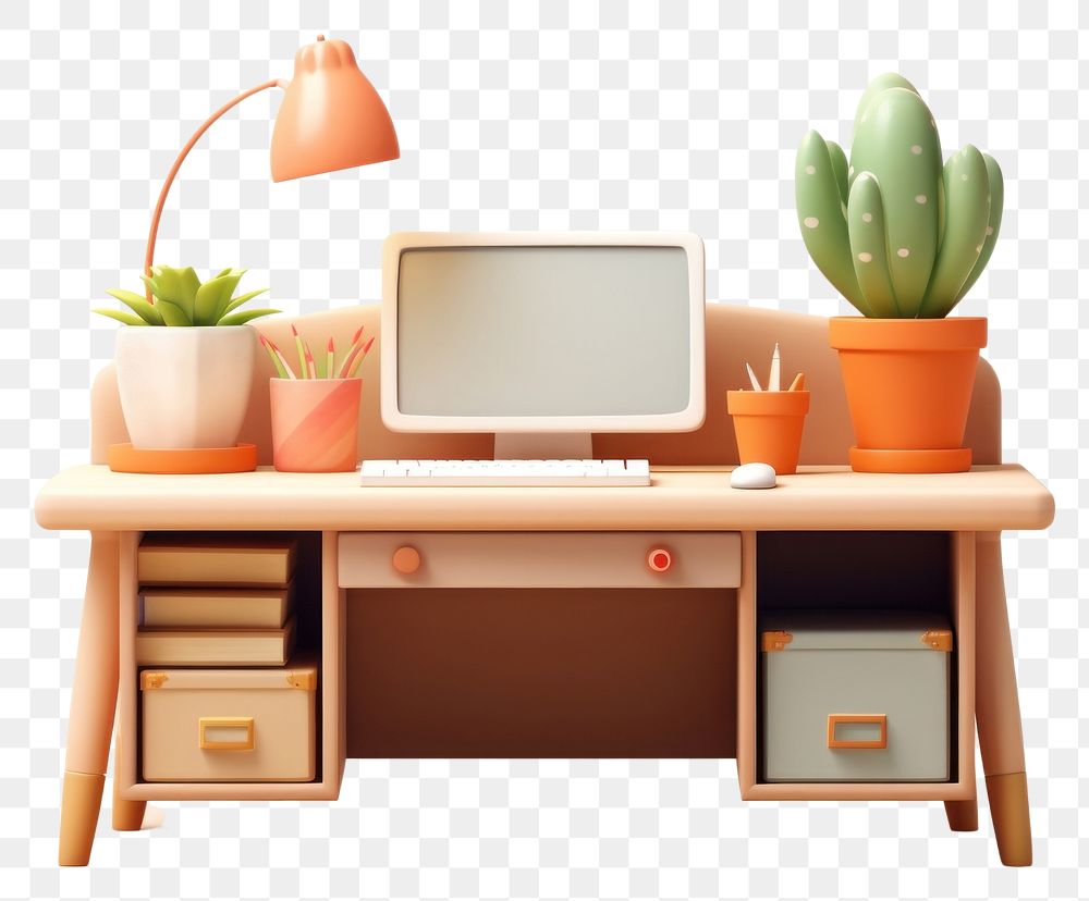 PNG Desk furniture computer table. | Free PNG - rawpixel